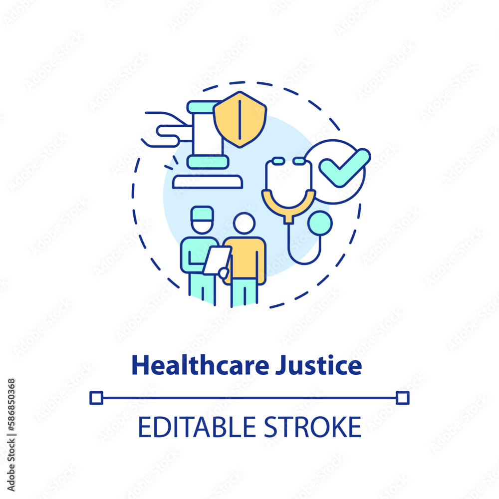 Healthcare justice concept icon. Medical service access. Social justice ...