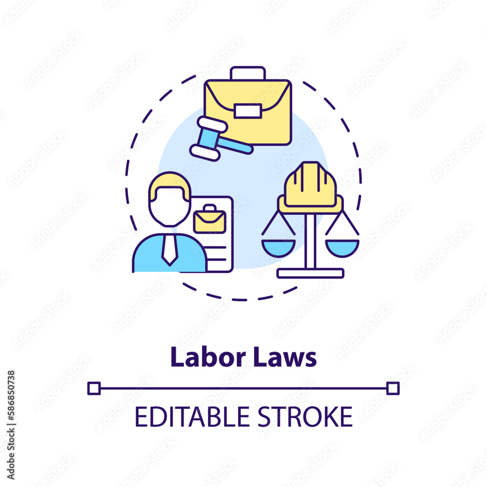 Labor laws concept icon. Employee rights protection. Law and legal ...
