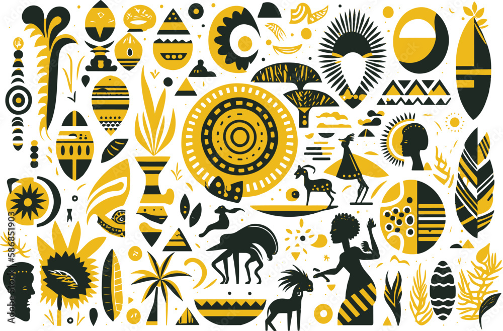 African Folklore Symbol Vector Illustration: Ethnic Tribal Traditional ...