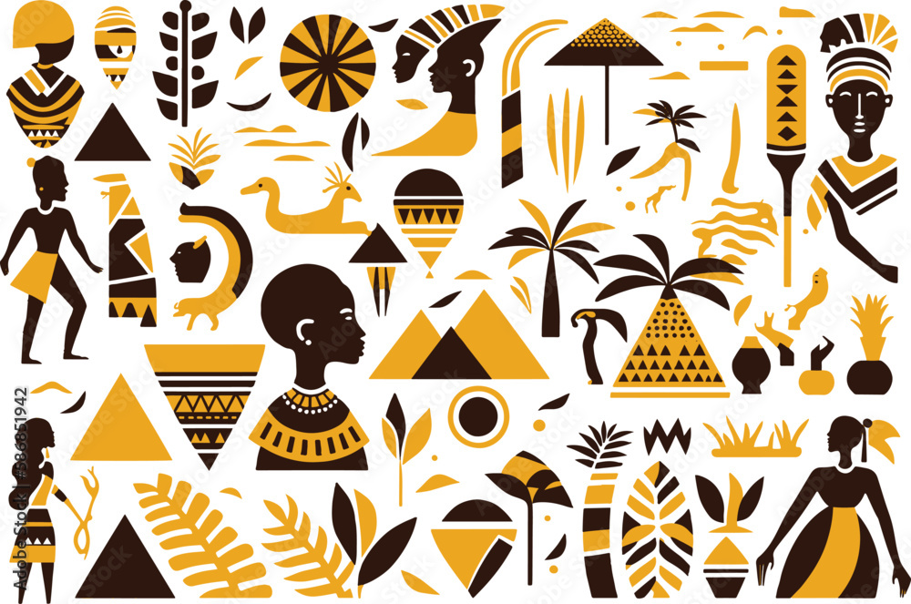 African Folklore Symbol Vector Illustration: Ethnic Tribal Traditional ...