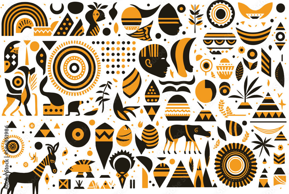 African Folklore Symbol Vector Illustration: Ethnic Tribal Traditional ...