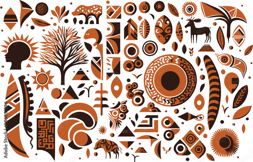 Vetor de African Folklore Symbol Vector Illustration: Ethnic Tribal ...
