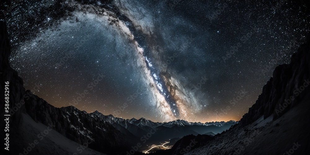 Summer night sky in the Italian Alps photographed at high altitude with ...