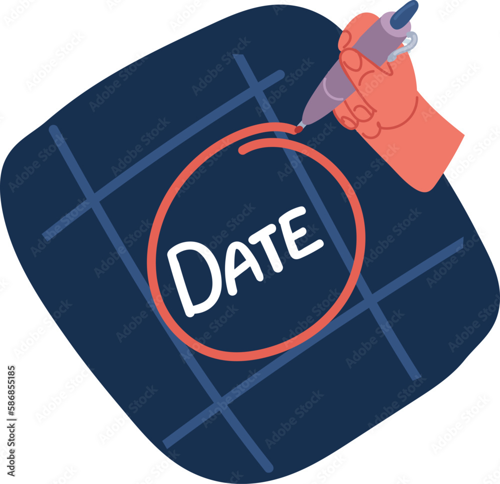 Cartoon vector illustration of Calendar. Marking day with pen symbol ...