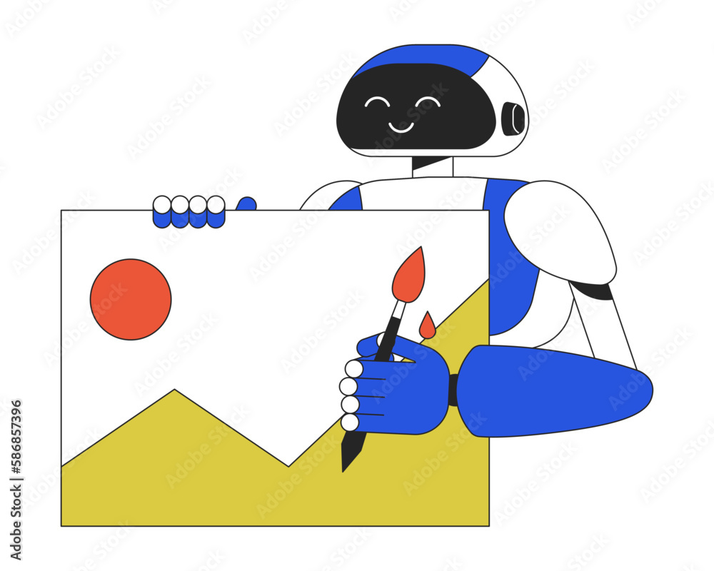 AI image generator line concept vector spot illustration. Editable 2D ...