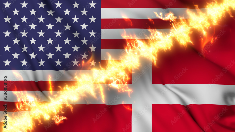 Illustration of a waving flag of Denmark and the United States ...