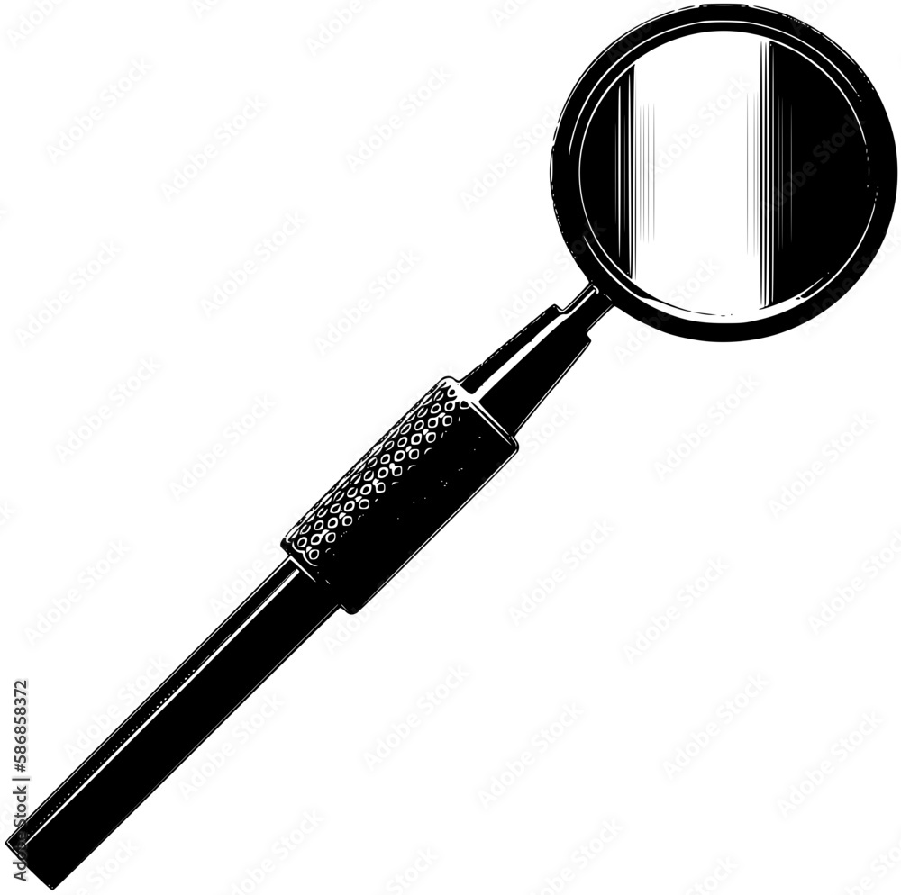 magnifying glass black silhouette. Hand drawn Vector illustration icon ...