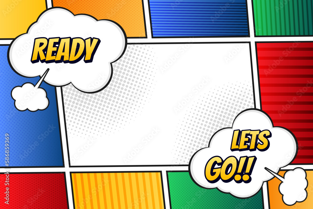 Colorful frame background comic style, vector illustration Stock Vector ...