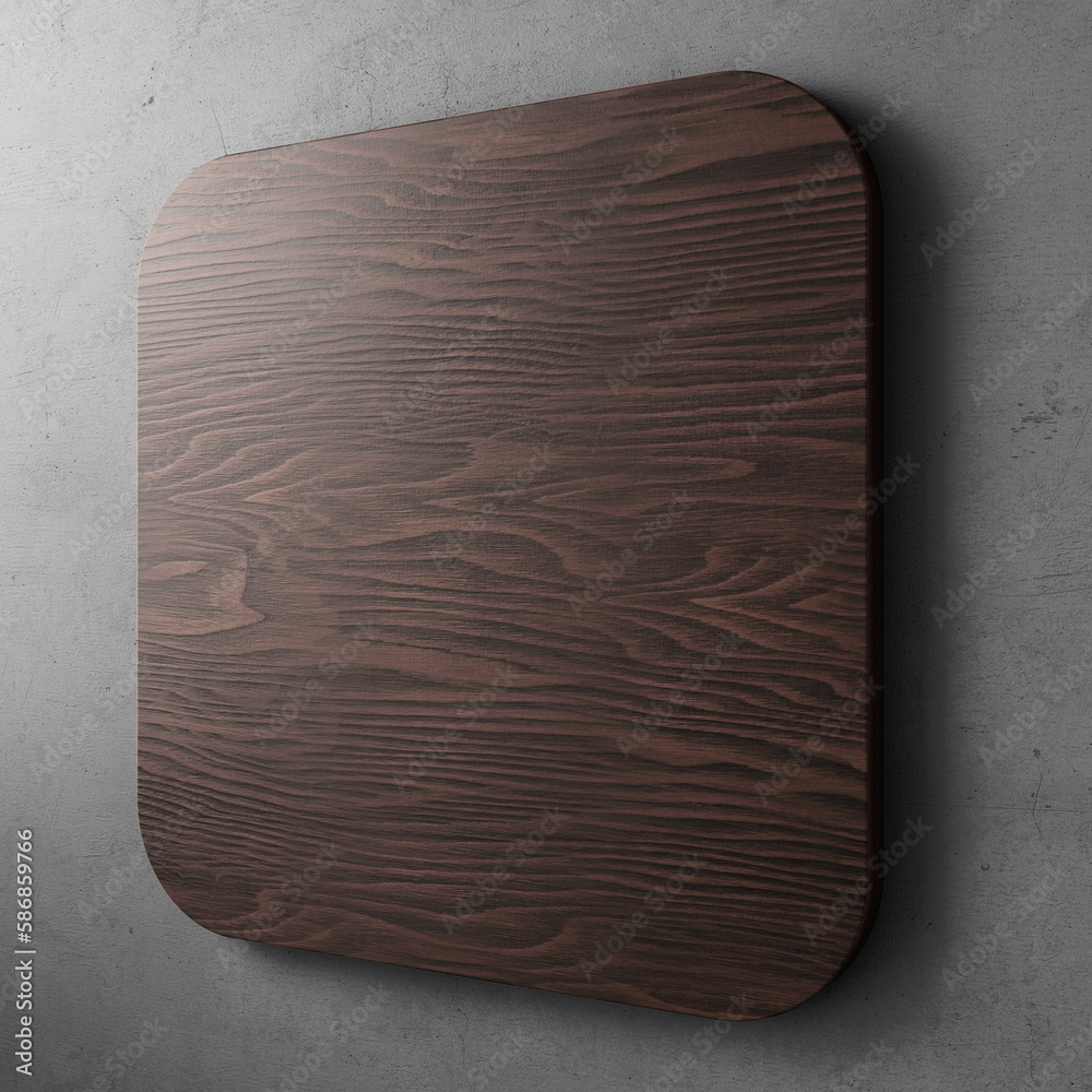 dark colored wood rounded square shape sign board for logo mockup ...