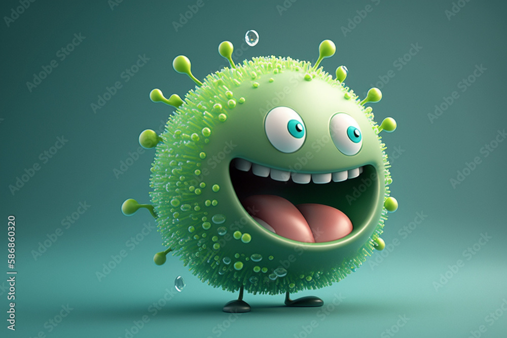 Happy smiling bacteria isolated. cartoon characters. generated ai Stock ...