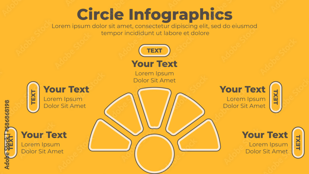 half circle business 5 steps infographic presentation template Stock ...