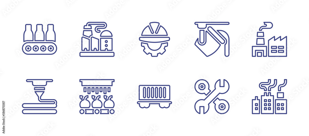 Industry line icon set. Editable stroke. Vector illustration ...