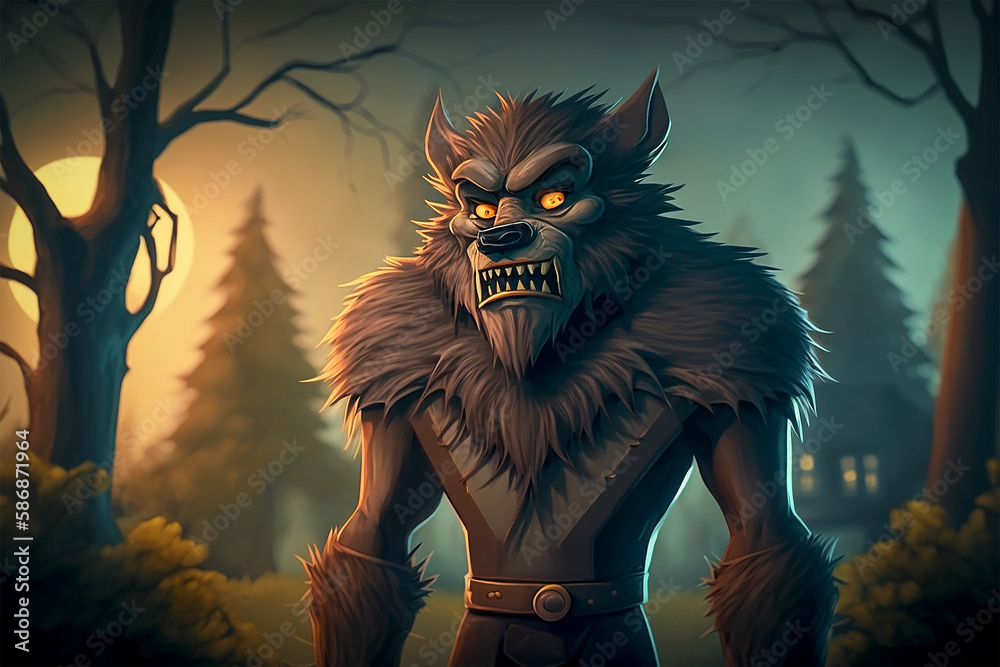 Cartoon Werewolf. Generative AI. A digital painting of a cartoon ...