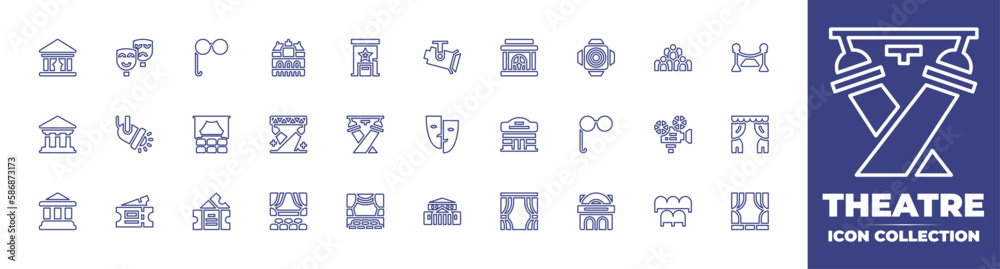 Theatre line icon collection. Editable stroke. Vector illustration ...
