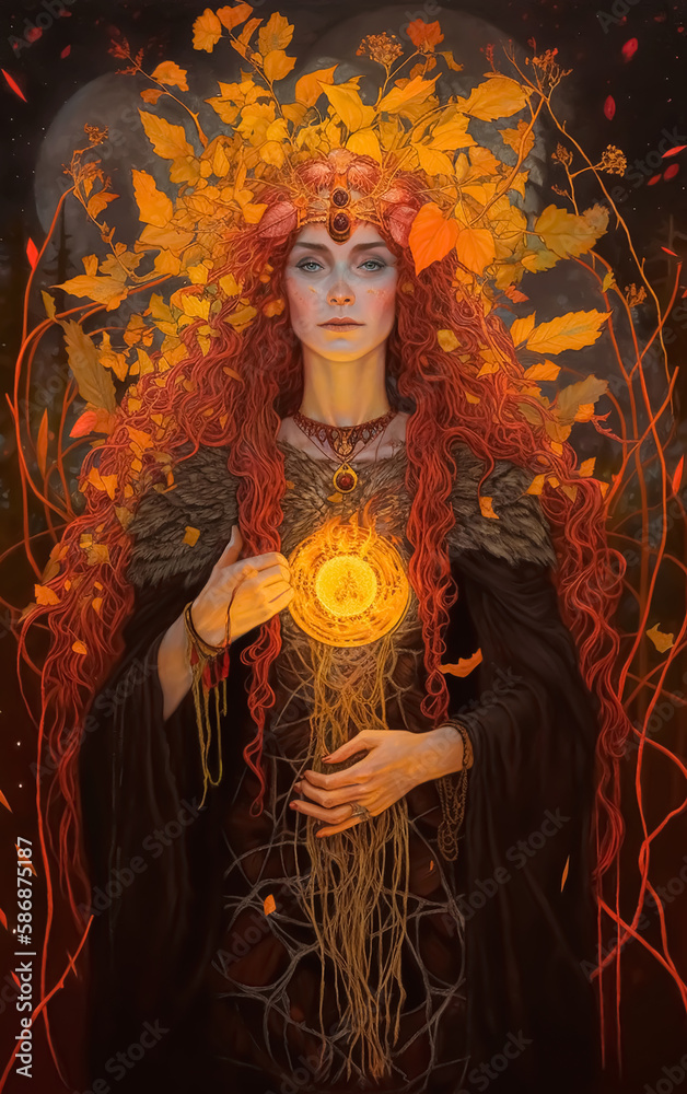 Spirit of Beltane, a woman with fire in her heart representing May Eve ...