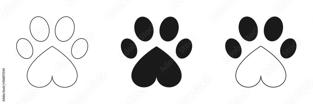 Animal paw icons set. Flat design. Vector illustration. Stock Vector ...
