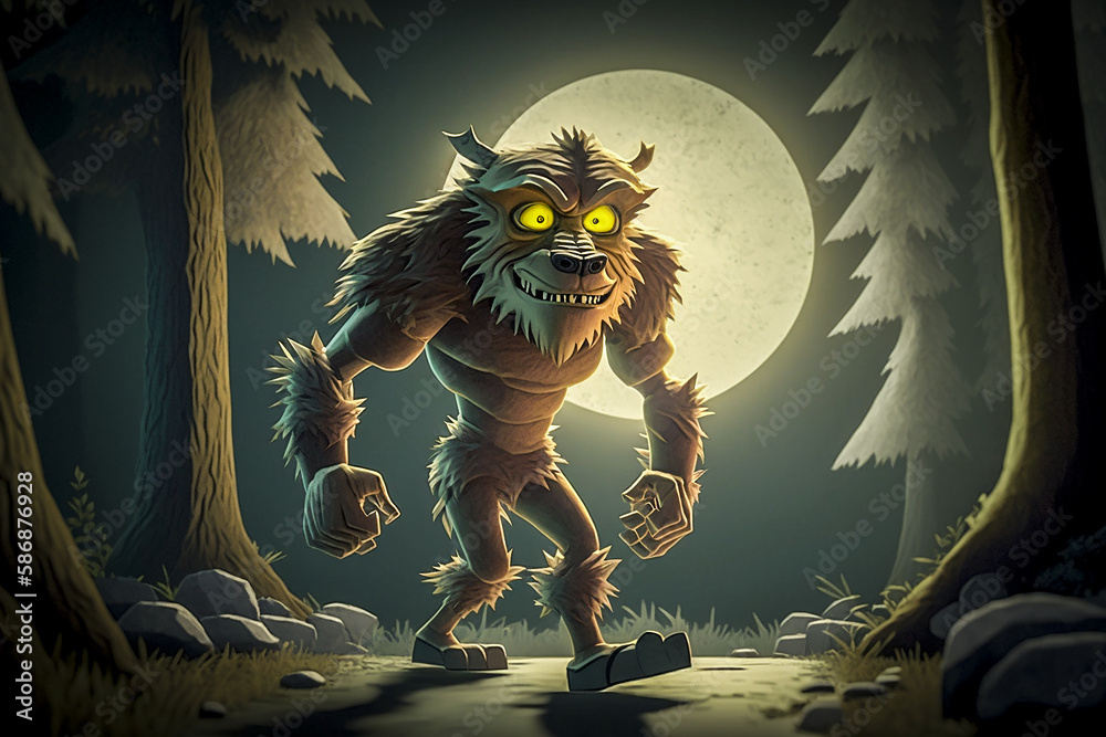 Cartoon Werewolf. Generative AI. A digital painting of a cartoon ...
