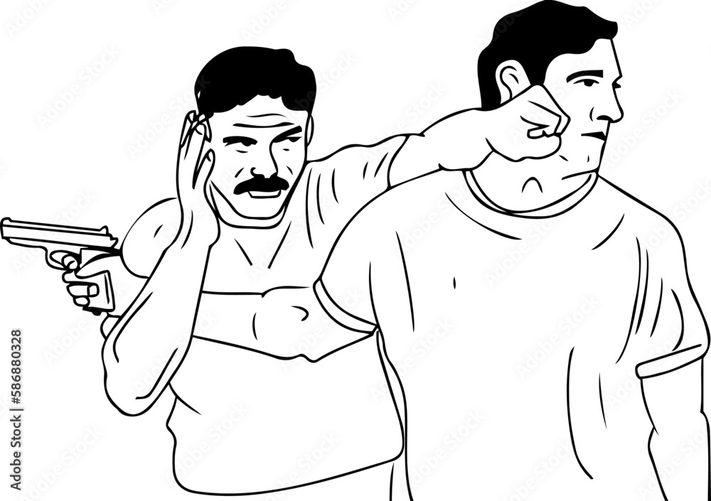 "Defend Yourself: High-Quality Vector Art of Gun Point Self Defense ...
