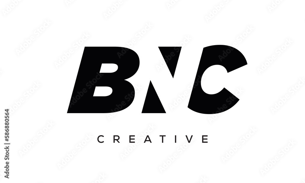 BNC letters negative space logo design. creative typography monogram vector Stock-Vektorgrafik ...