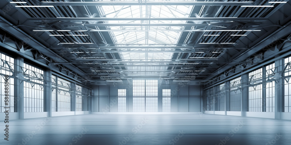 Interior general view of a steel manufacturing facility as a 3D ...