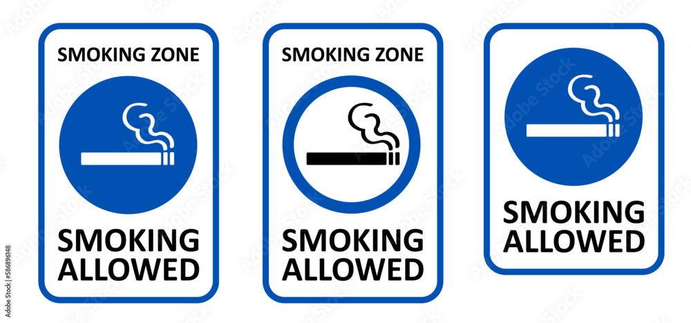 permitting. Smoking allowed prohibition sign. Cartoon smoking icon or ...