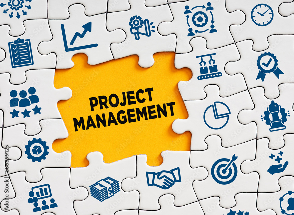Project management concept. The word project management in a missing ...