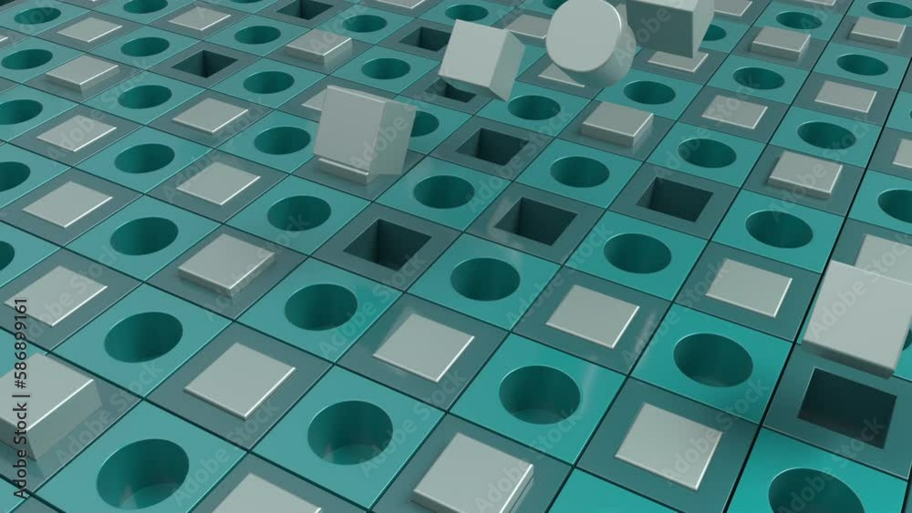 3d render of looped animation with geometric shapes. Infinite animation ...