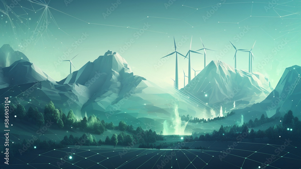 Renewable Energy.Environmental protection. The green world map is on a ...