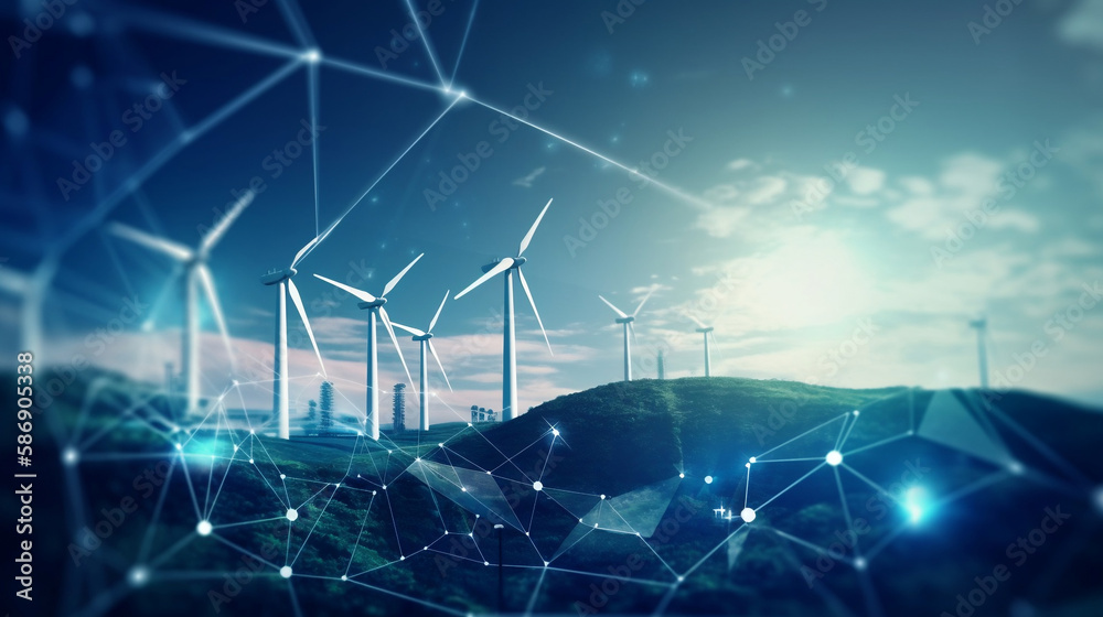 Renewable Energy.Environmental protection. The green world map is on a ...