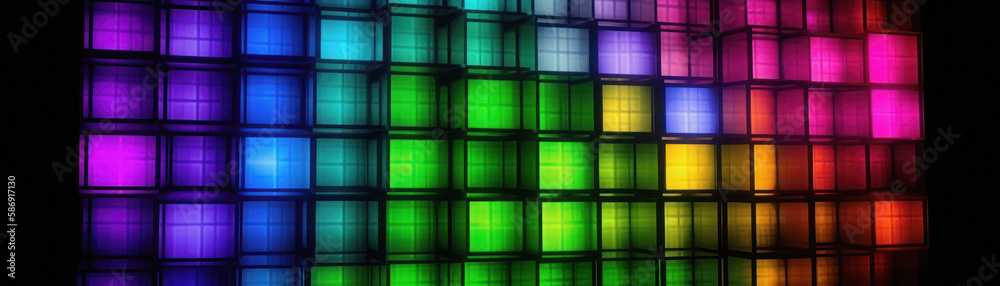 Colorful matrix of illuminated squares. Scifi status indicator like ...