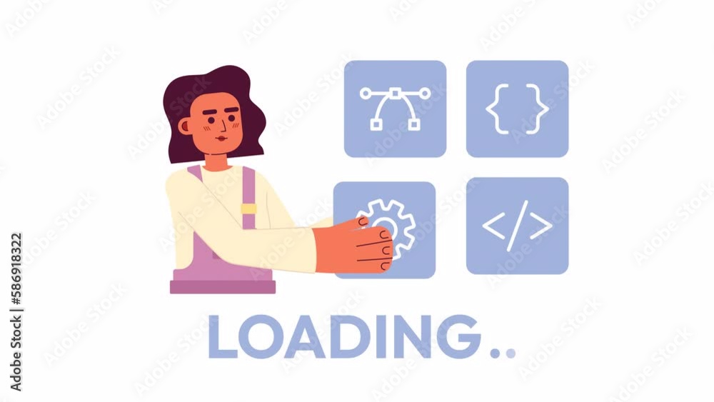 Animated website builder loader. Programmer developer. Flash message 4K ...