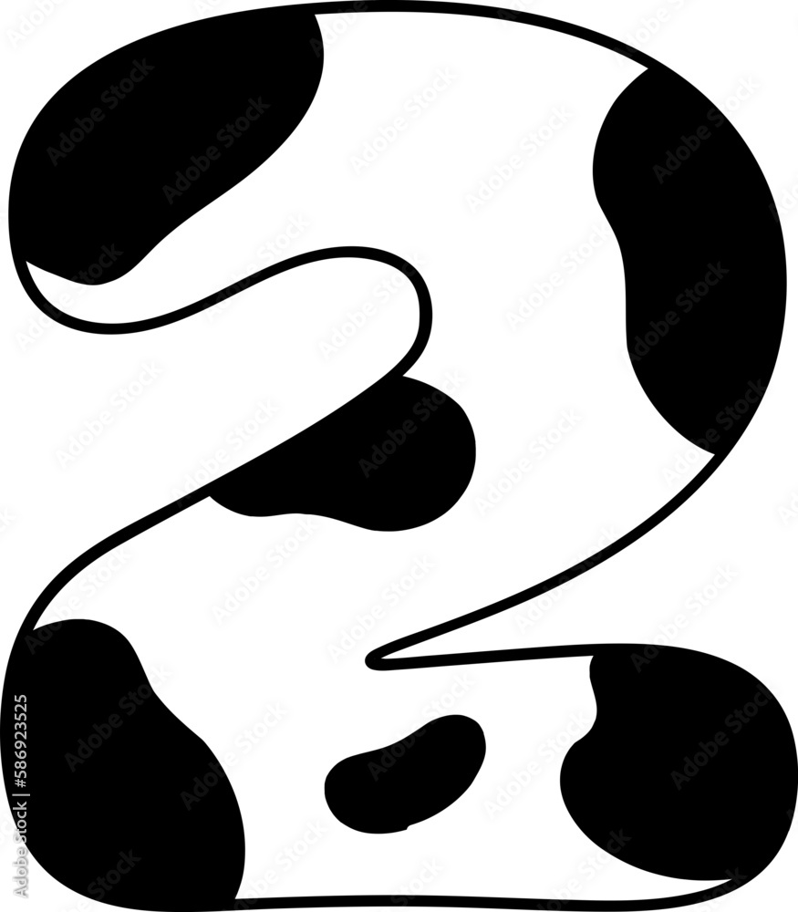 Cute baby cow number 2 doodle children drawing Stock Vector | Adobe Stock