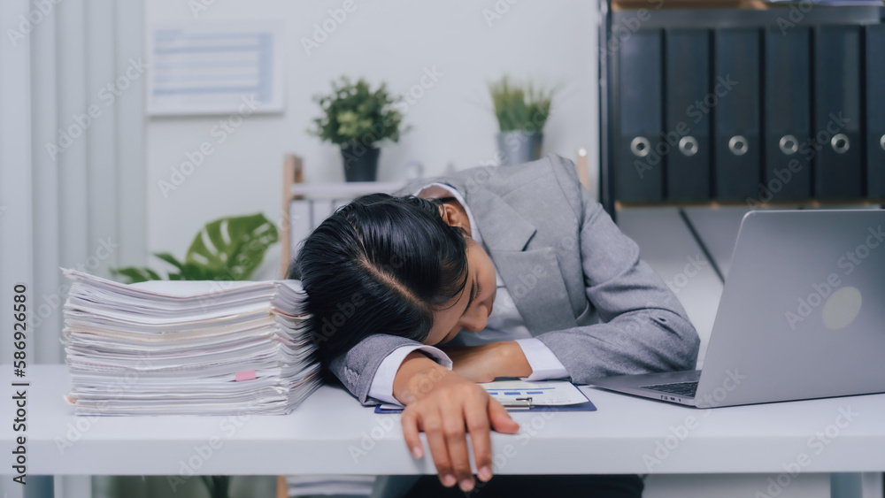 tired, exhausted, sleepy, sad, bored, Young confident asia people ...