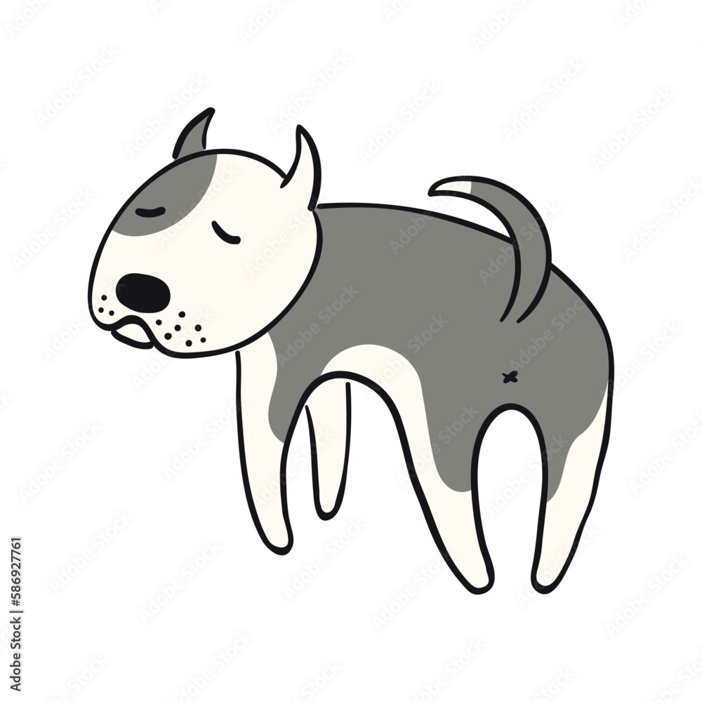 Cute cartoon sitting dog, puppy looking back funny character ...
