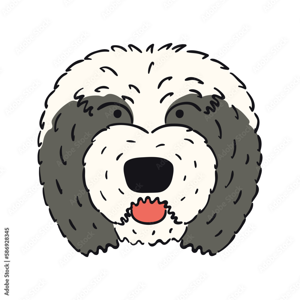 Old English sheepdog, puppy face cute funny cartoon character ...