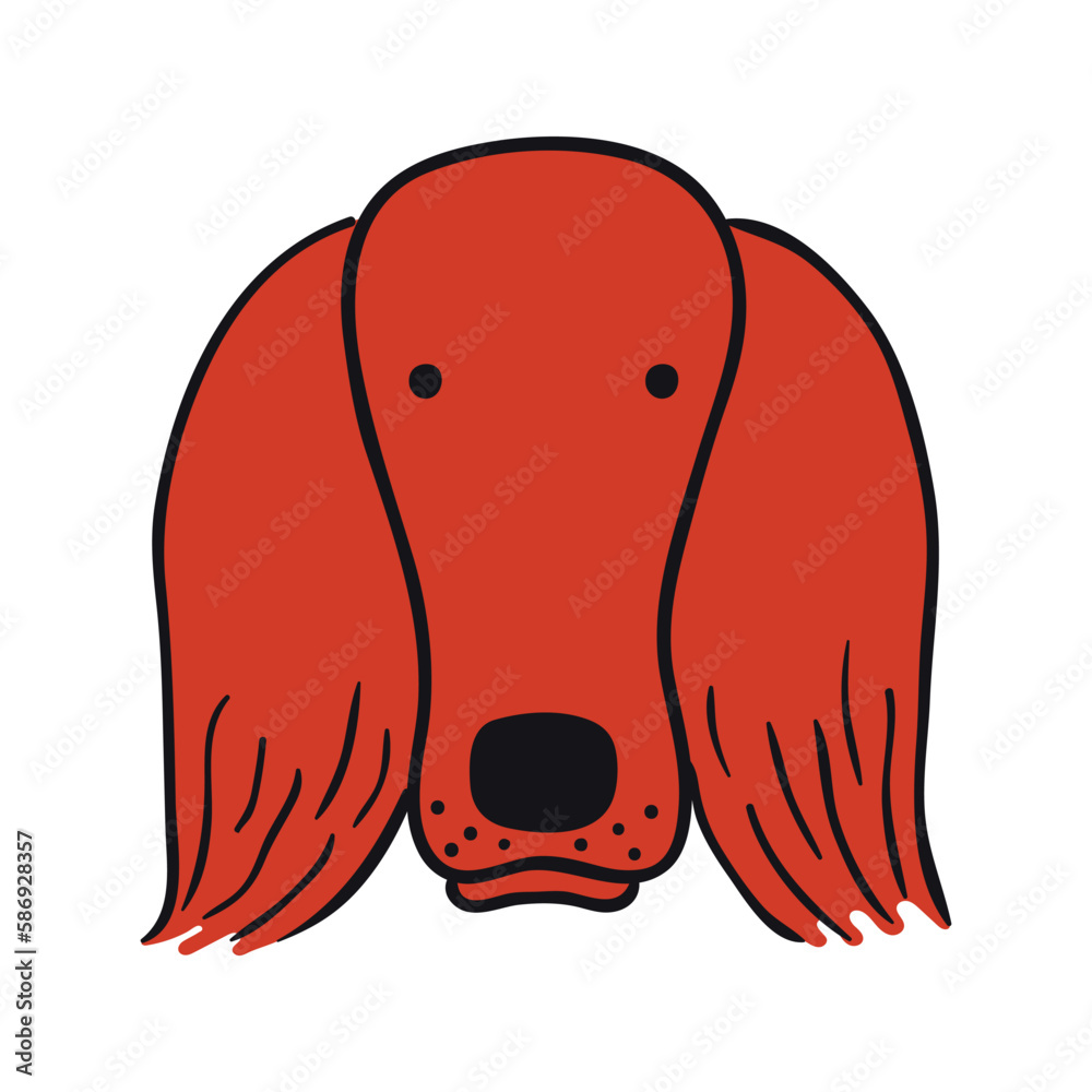 Irish setter dog, puppy face cute funny cartoon character illustration ...