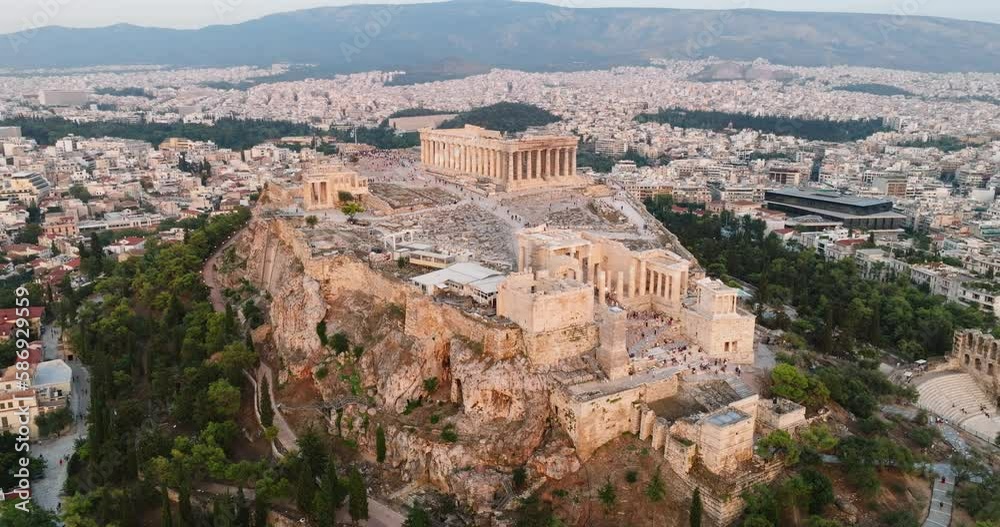 Greece Acropolis city of Athens parthenon symbol of ancient aerial view ...