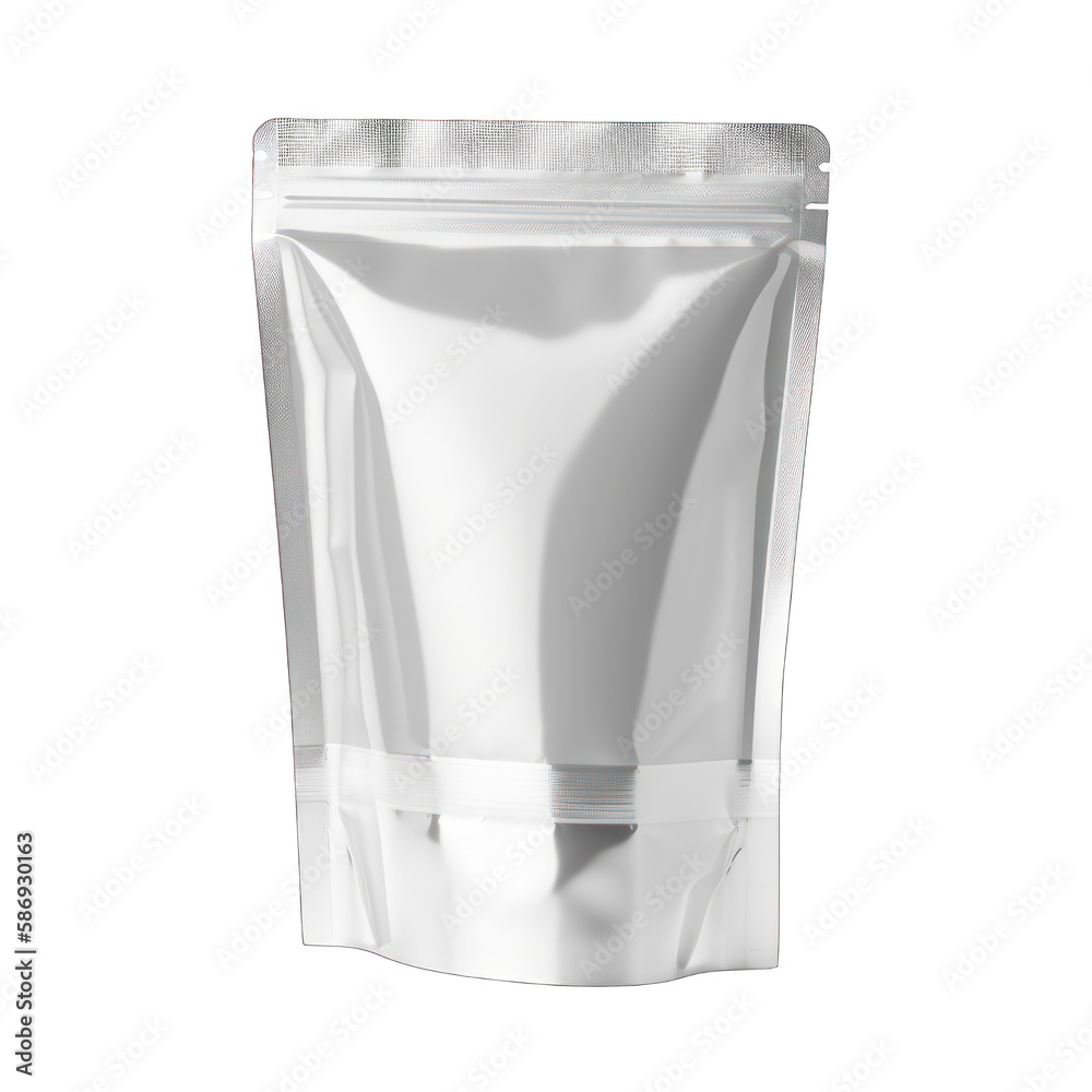Blank stand up pouch foil or plastic packaging with zipper. Cutout ...