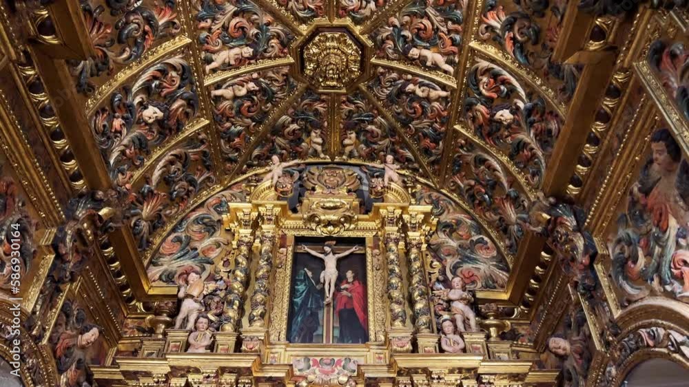 Alicante, Spain: Tilt down in the Holy Communion chapel in the interior ...