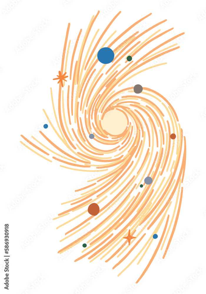 Cosmic space object doodle. Cartoon drawing of galactic. Astronomy ...