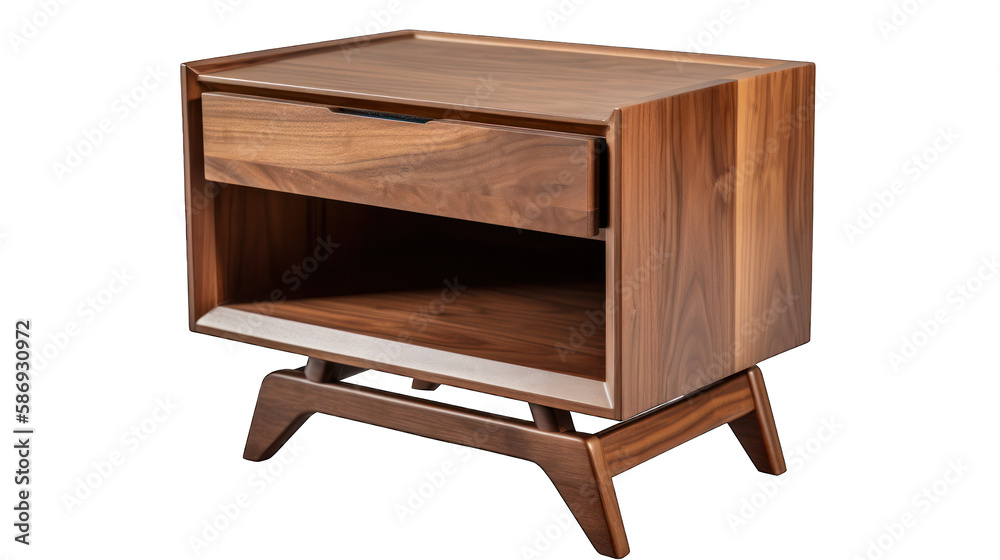 Modern wooden nightstand cutout isolated on white transparent ...