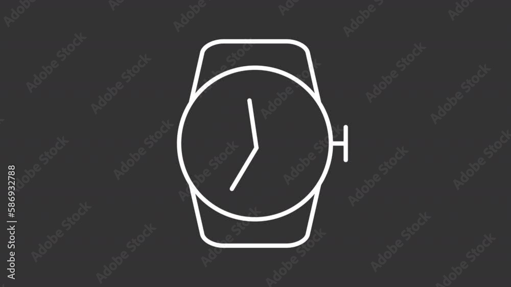 Animated wrist watch white line icon. Website wait-animation. Loop HD ...