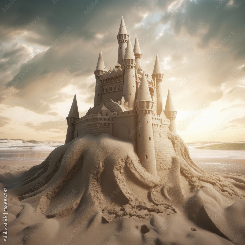 Un chateau de sable Stock Illustration | Adobe Stock