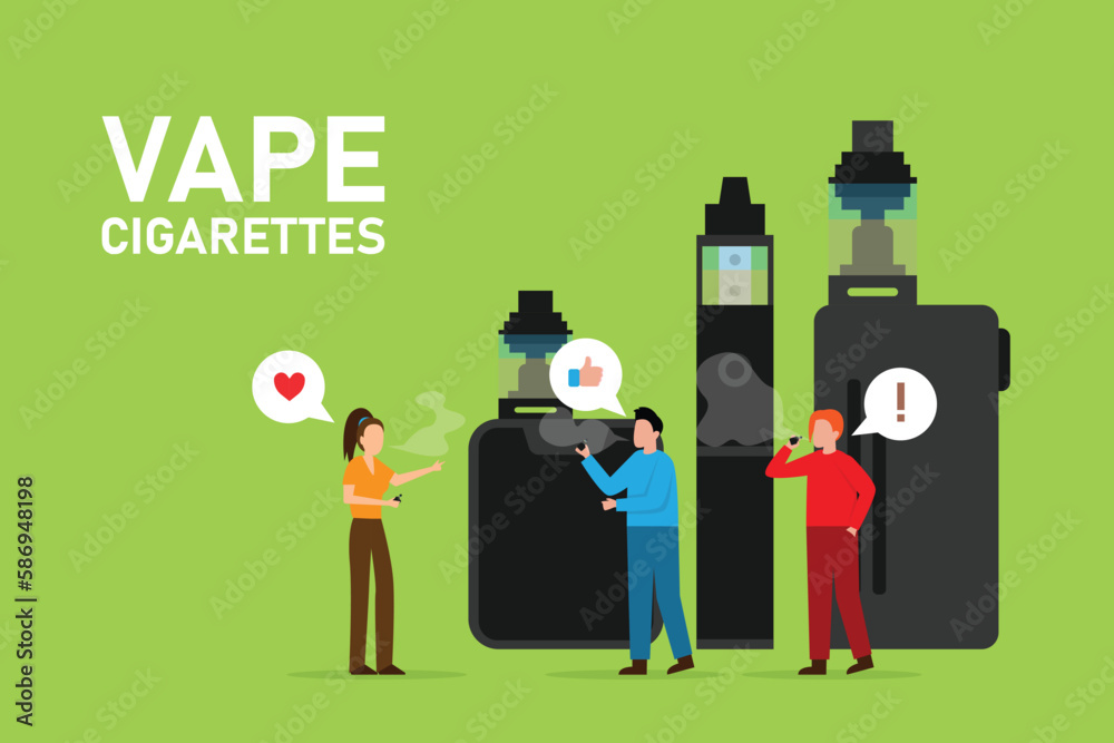 Young people smoking alternative electronic cigarettes 2d vector ...