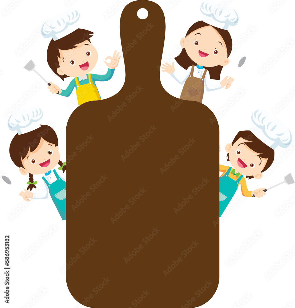 kids menu young chef children with blank menu board Stock Illustration ...