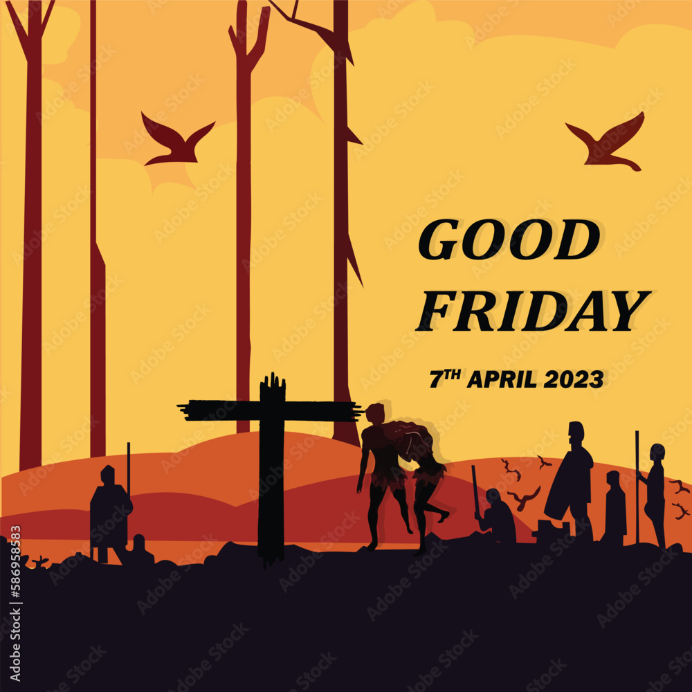 Good Friday Background in Flat Design, Good Friday with Cross and Dove ...