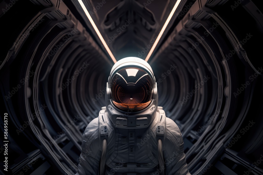 Astronaut inside a spaceship in deep space, made with generative ai ...