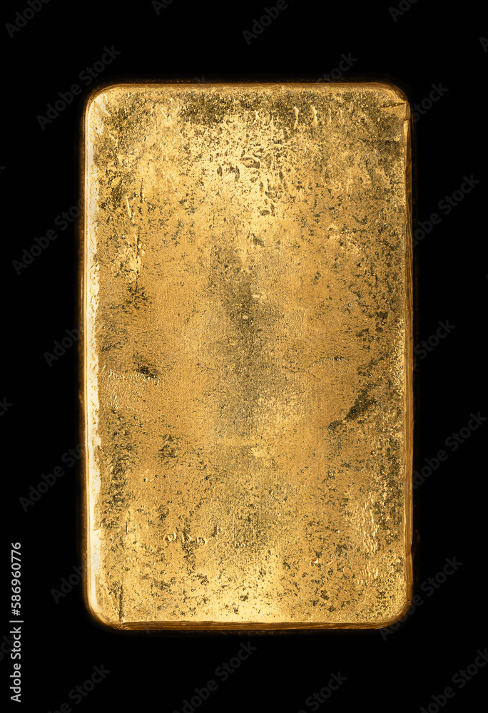 Surface of the back side of a cast gold bar, also known as gold bullion ...