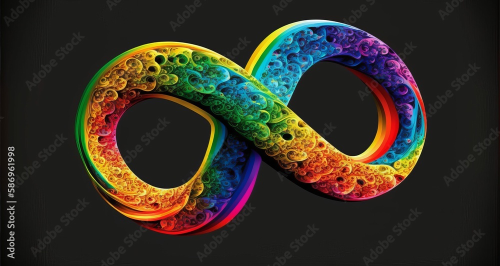Slightly Tilted Rainbow Infinity Symbol for Autism Acceptance with ...