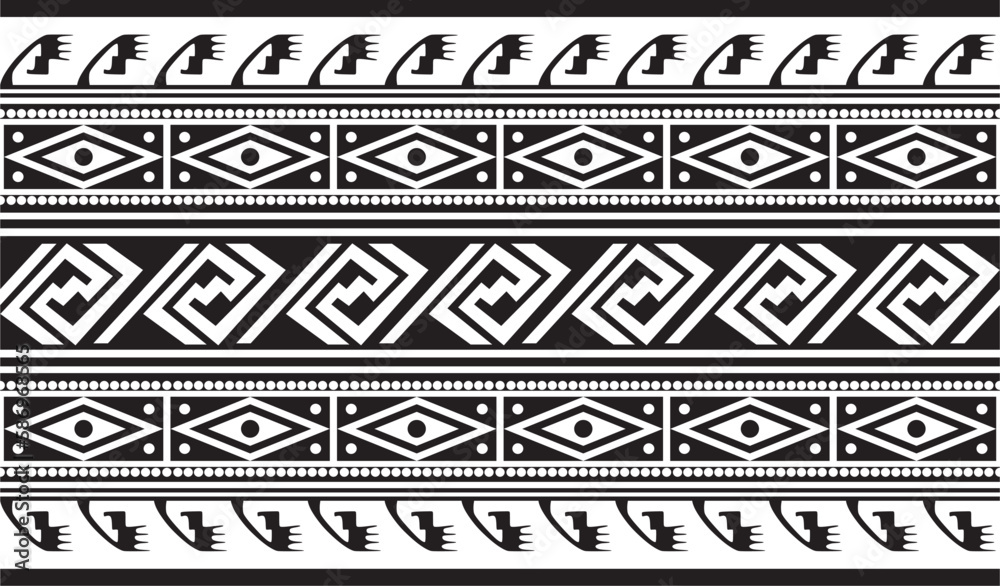 Vector monochrome seamless Native American border. Endless pattern of ...